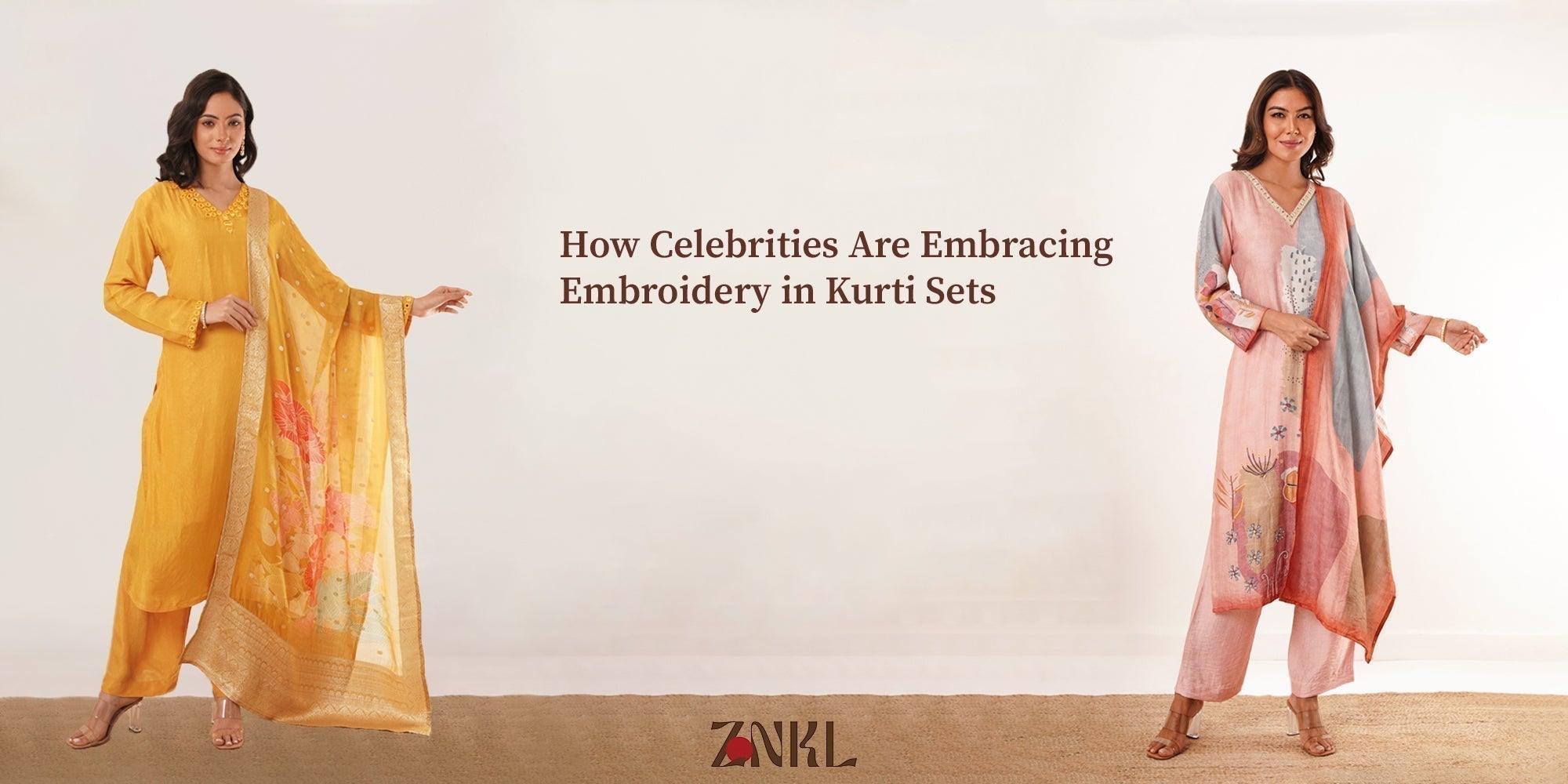How Celebrities Are Embracing Embroidery Designs for Kurtis – ZNKL.IN